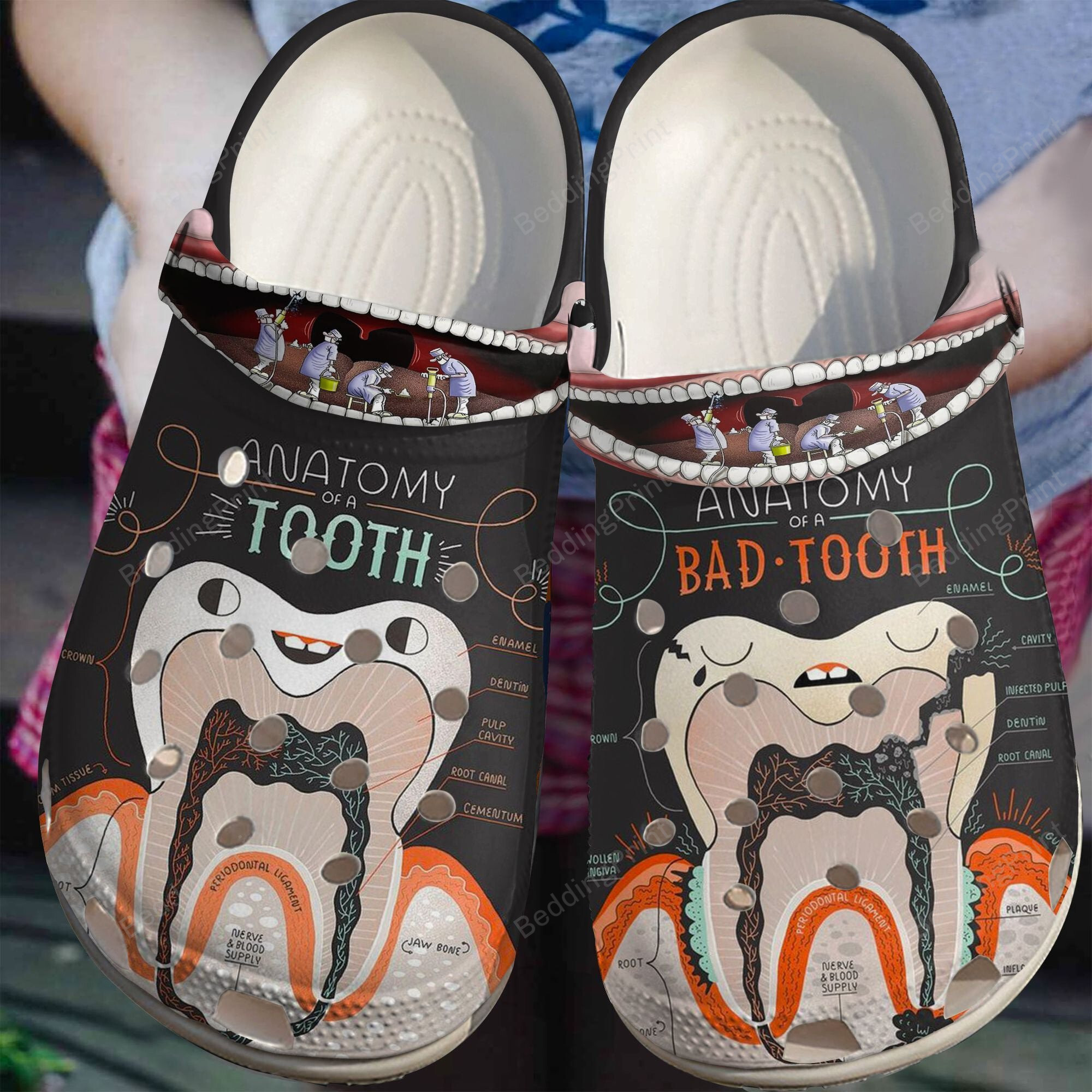 The Good And The Bad Teeth Crocs Crocband Clogs - Themarketfarmer