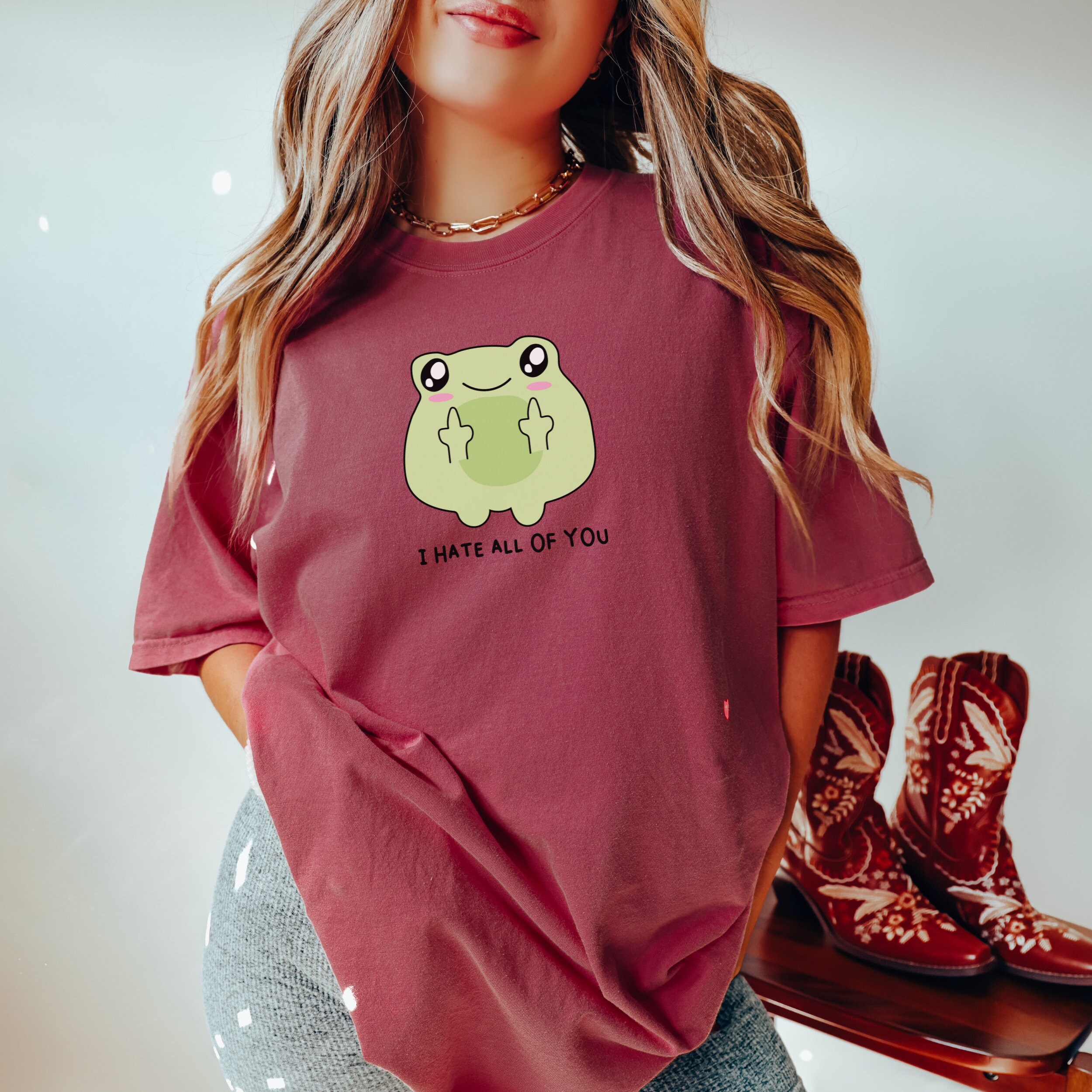 Comfort Colors® Kawaii Frog Shirt, Retro Frog Tshirt, Funny Froggy ...