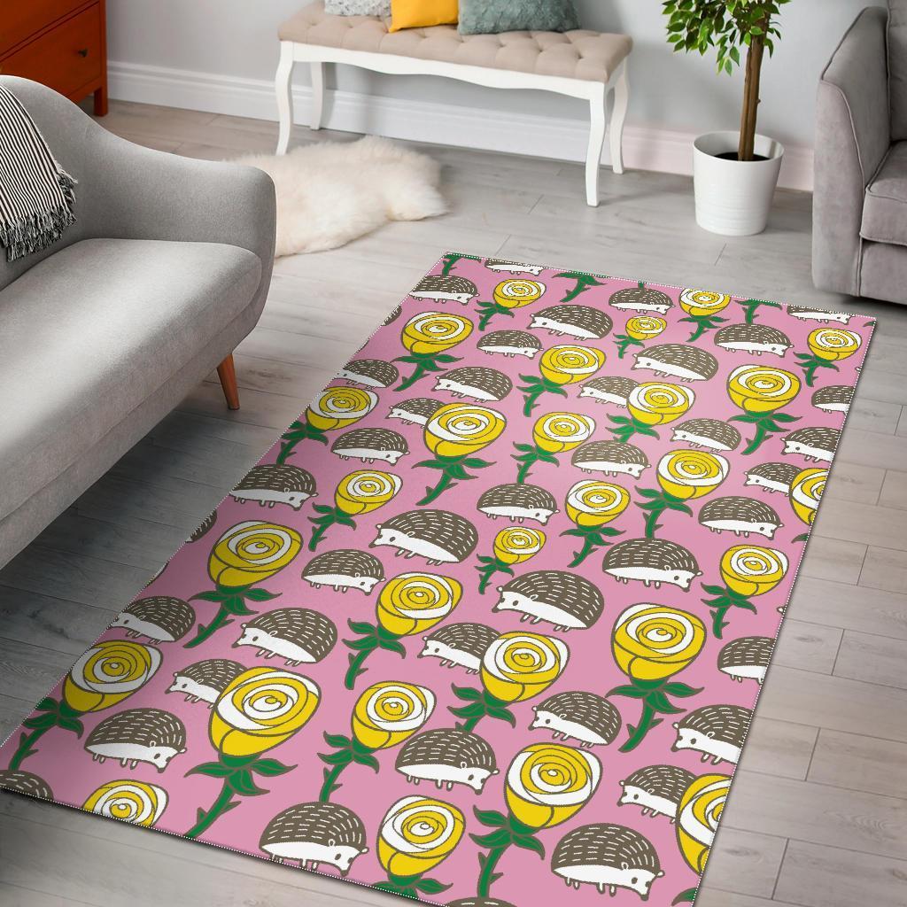 Pink Rose Hedgehogs Area Rug - Themarketfarmer