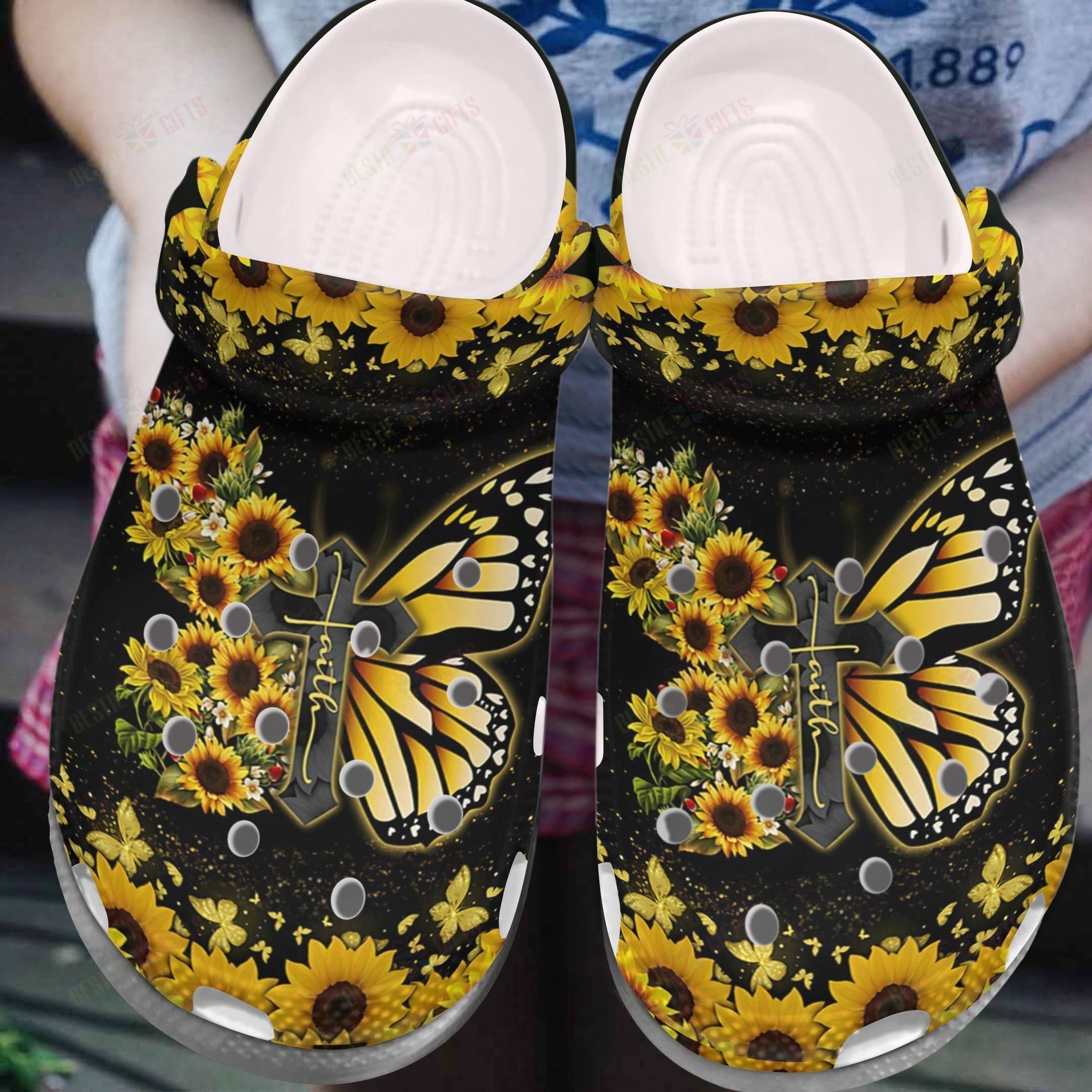 Butterfly Crocs Classic Clog Faith Shoes - Themarketfarmer