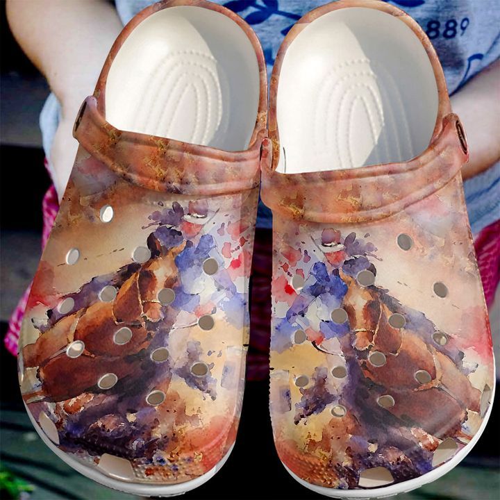 Barrel Racing Watercolor Rider Sku 99 Crocs Crocband Clog Comfortable ...