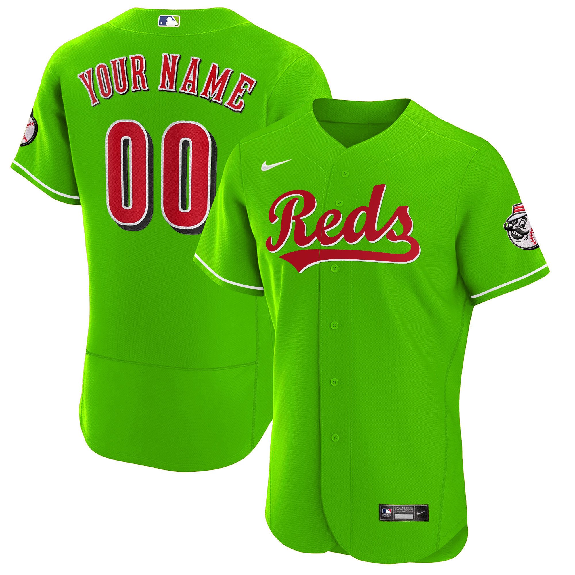 Cincinnati Reds Bright Green Custom Jersey – All Stitched – TXTrend Shop