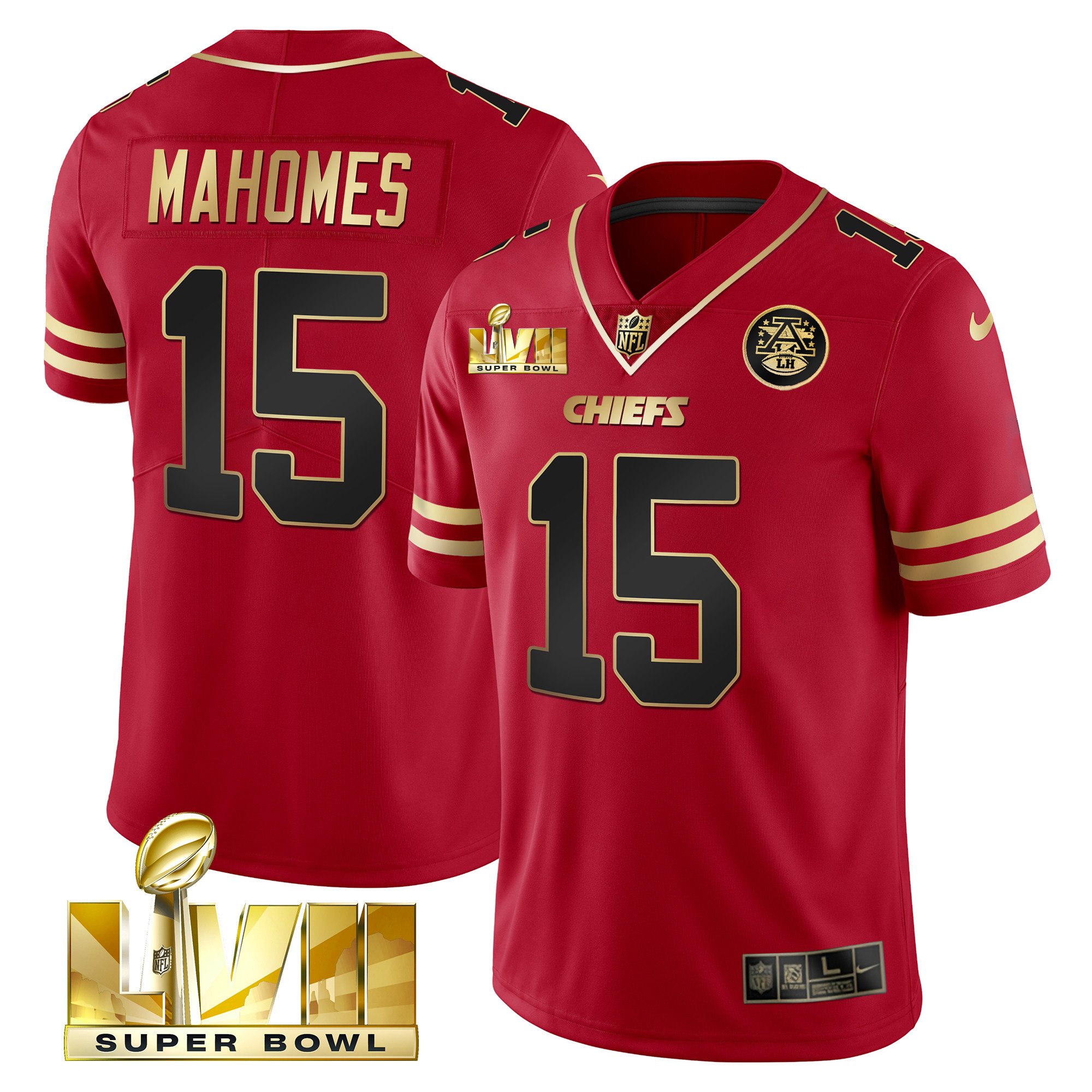 Men’S Chiefs Super Bowl Lvii Red Gold Vapor Jersey – All Stitched ...