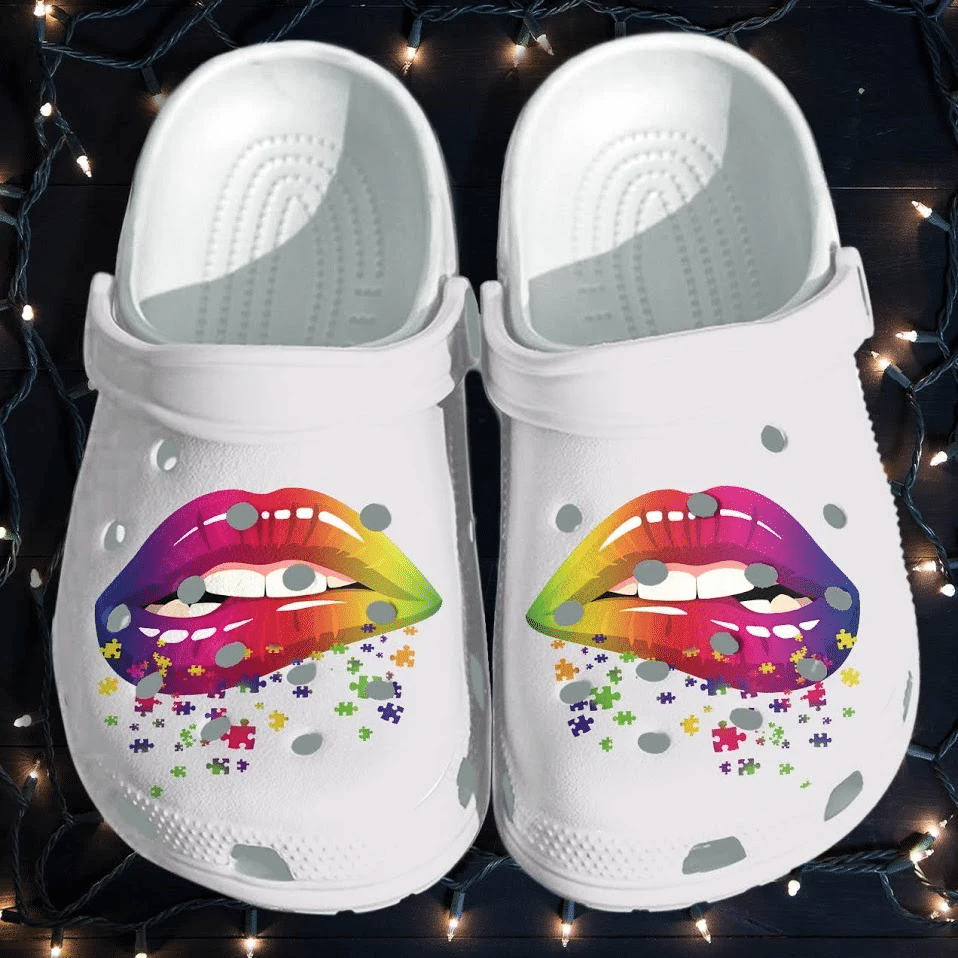 Lip Rainbow Puzzle Shoes Crocs For Autism Girls - Autism Awareness ...