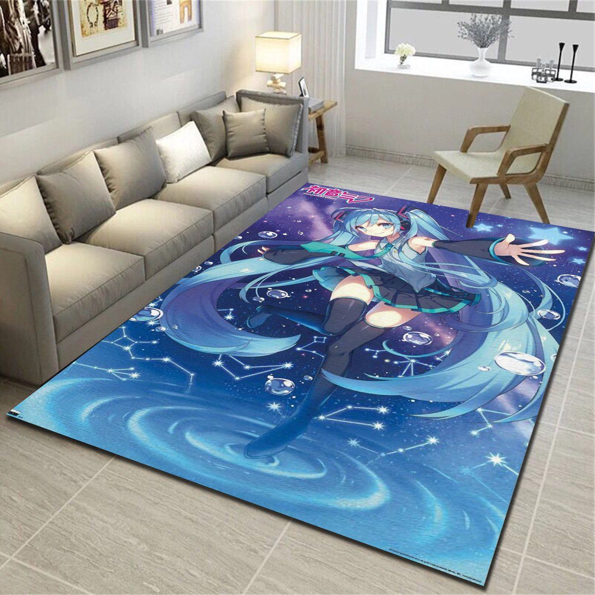 Hatsune Miku Stars Rugs, Living Room Carpet - Themarketfarmer