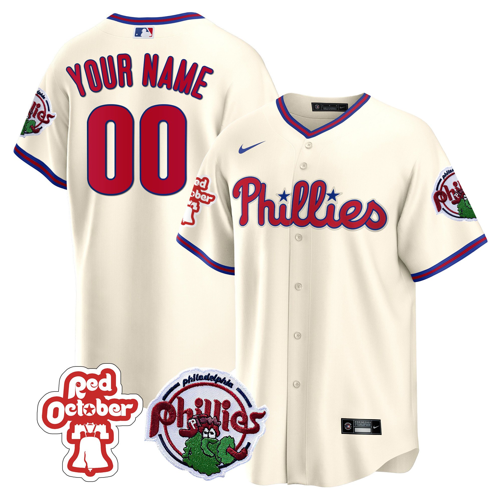 Philadelphia Phillies Red October Patch Custom Jersey – All Stitched ...