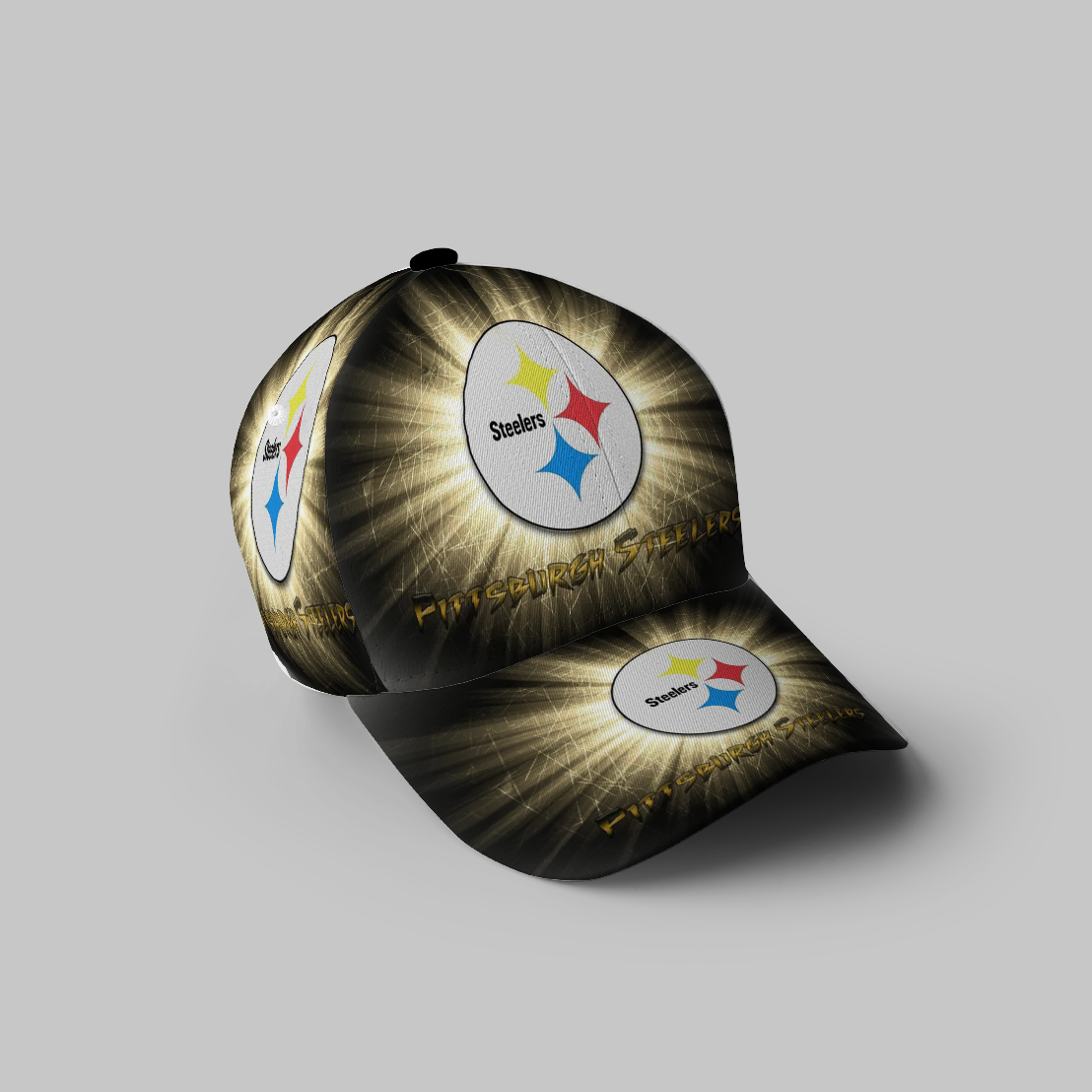 Pittsburgh Steelers Glowing Metal Gold 3D Printing Baseball Cap Classic ...