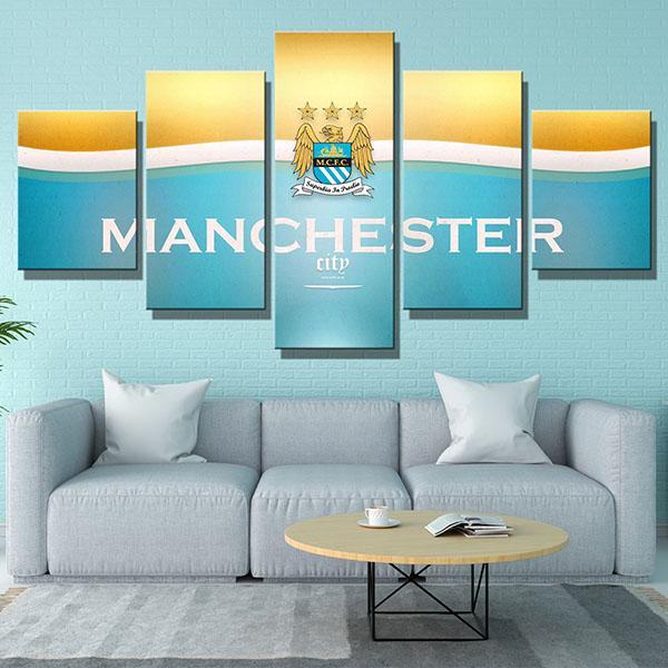 Manchester City Yellow And Blue Wall Canvas – Donelanetop Store