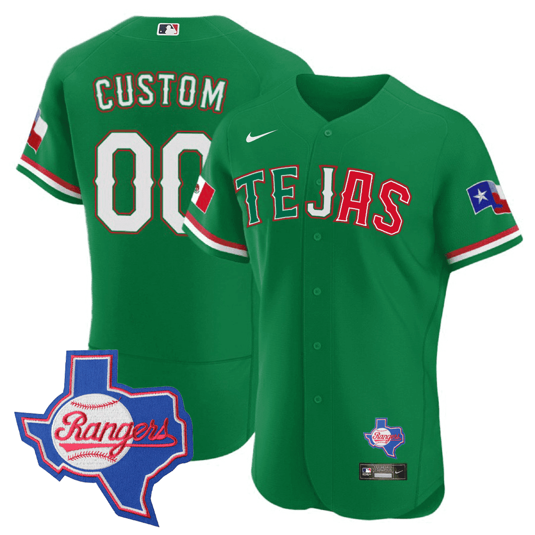 Texas Rangers Special Mexico Texas State Patch Custom Jersey – All ...