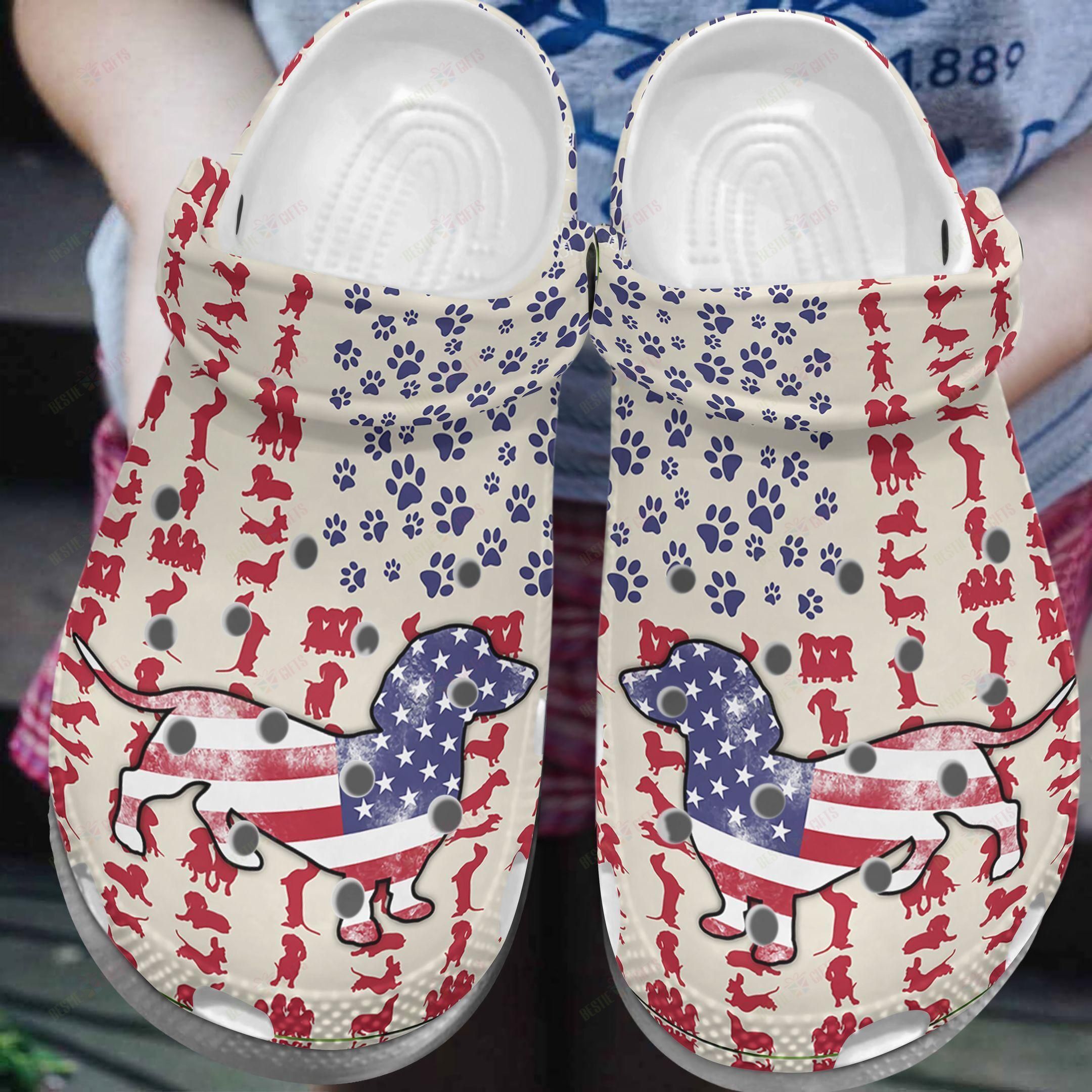 Dachshund Crocs Classic Clog American Dachshund Shoes - Themarketfarmer