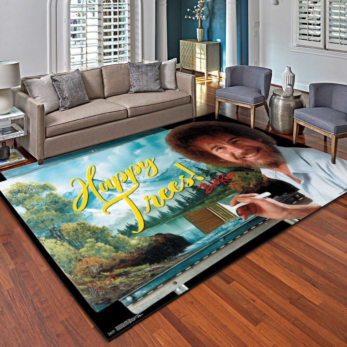 Bob Ross Happy Trees Area Rugs, Living Room Carpet - Themarketfarmer