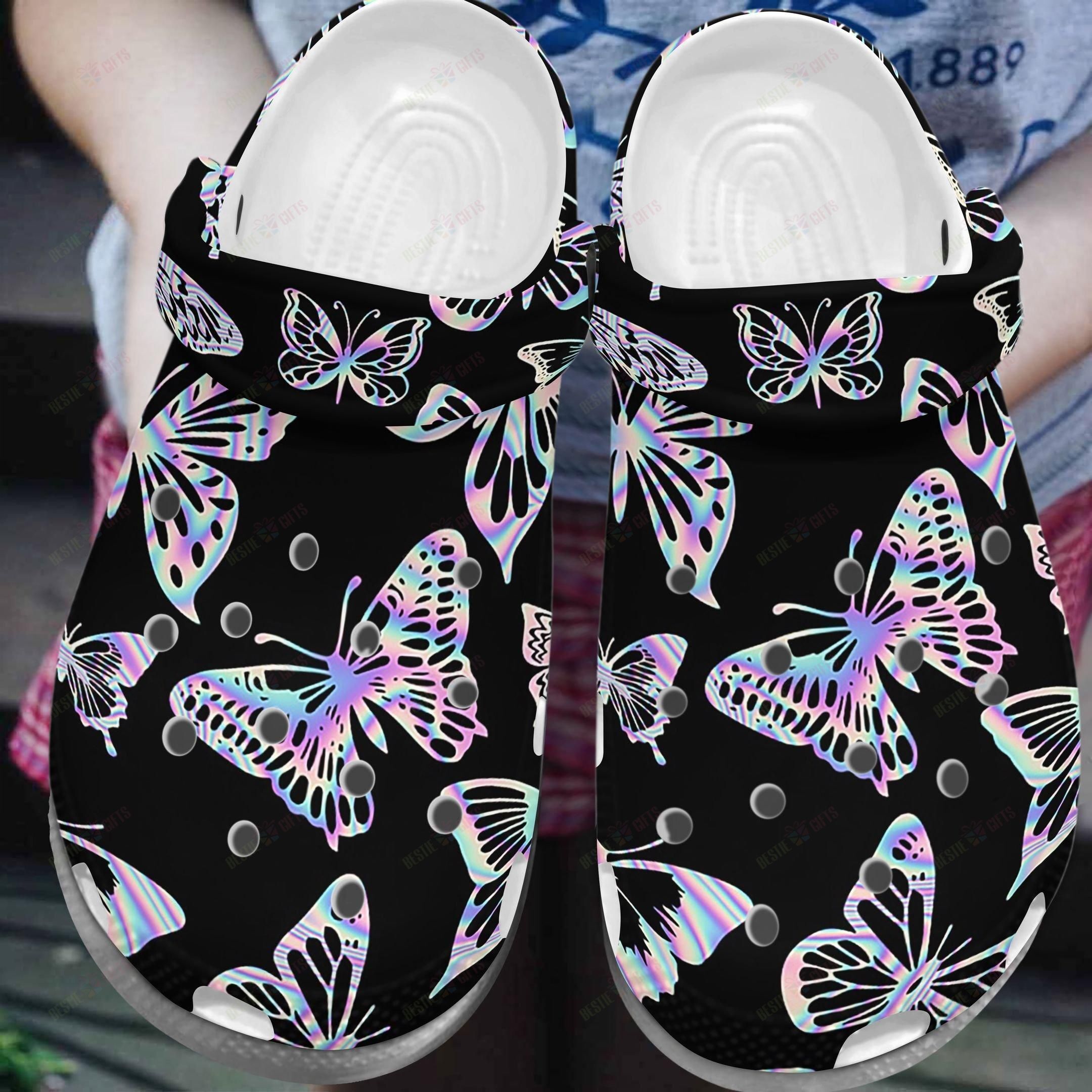 Butterfly Crocs Classic Clog Bling Butterfly Shoes - Themarketfarmer