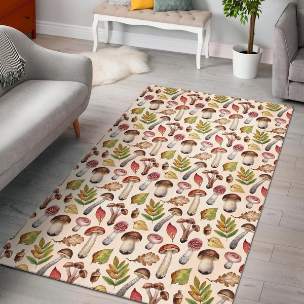 Pattern Print Mushroom Area Rug - Themarketfarmer