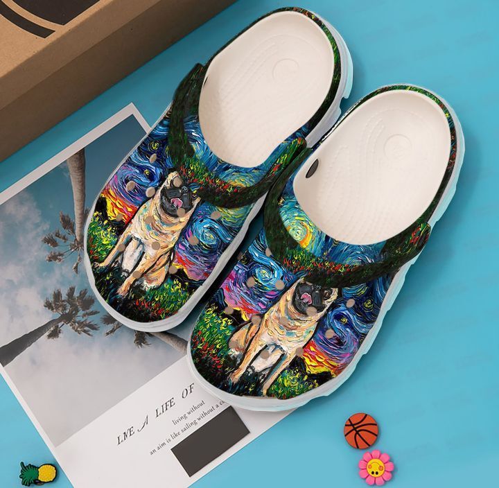 Pug Lovely Starry Night Sku 1896 Crocs Clog Shoes - Themarketfarmer