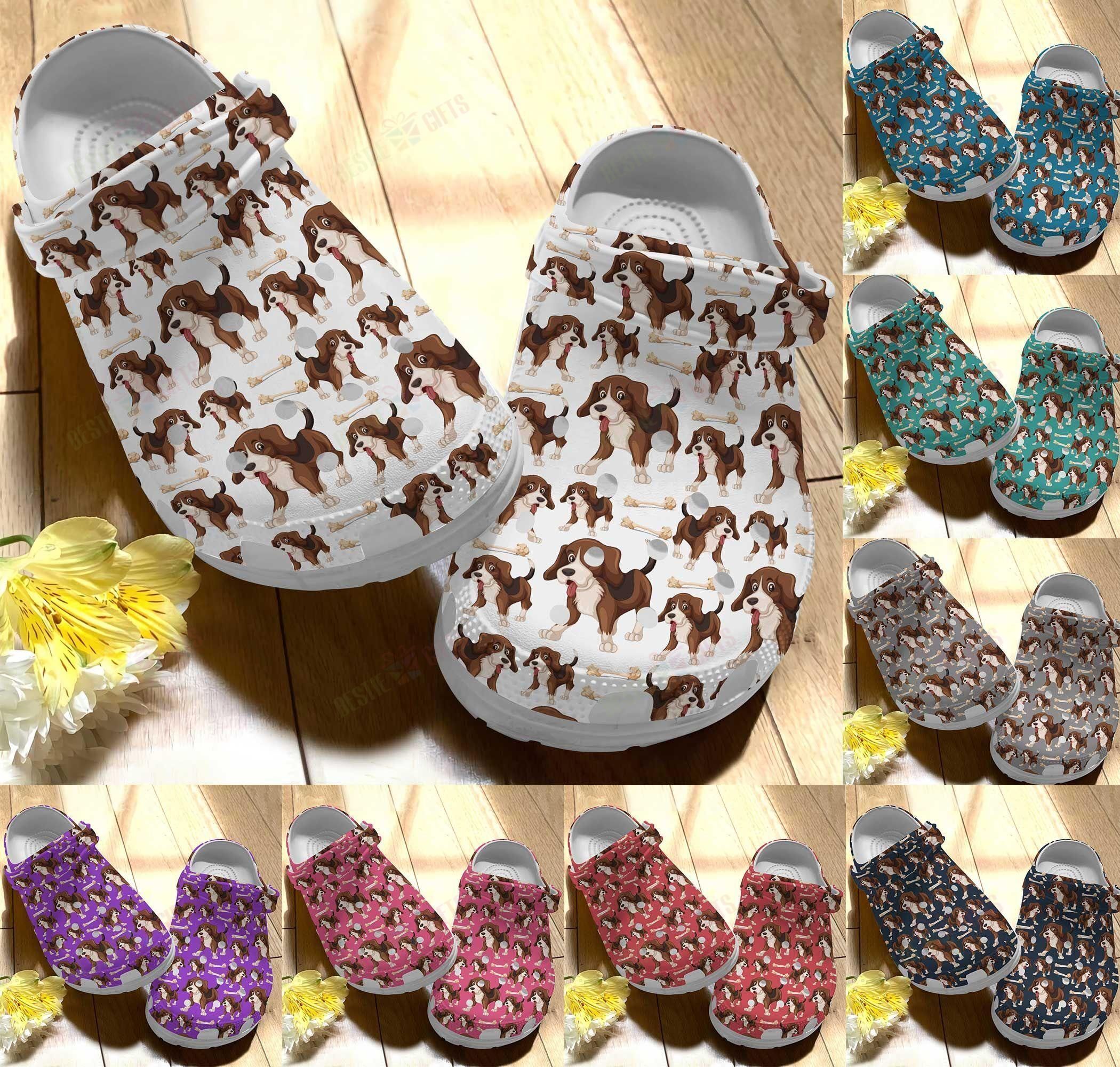 Beagle Crocs Classic Clog Whitesole Beagle Pattern 2 Shoes ...
