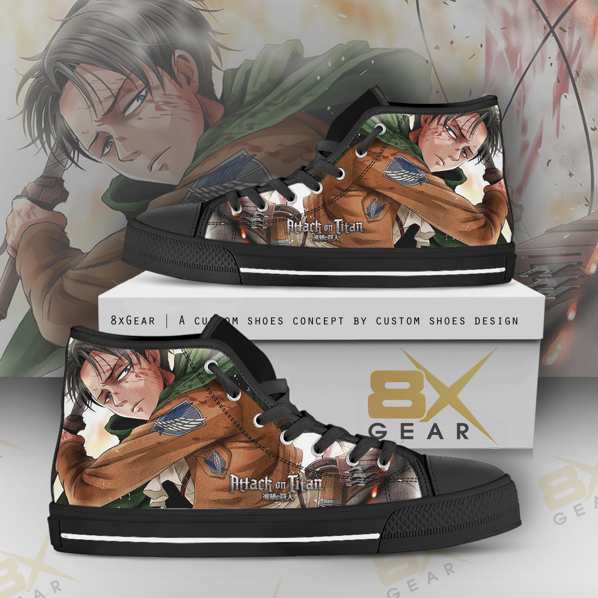 Attack On Titan Levi Anime High Top Sneakers Cold Face