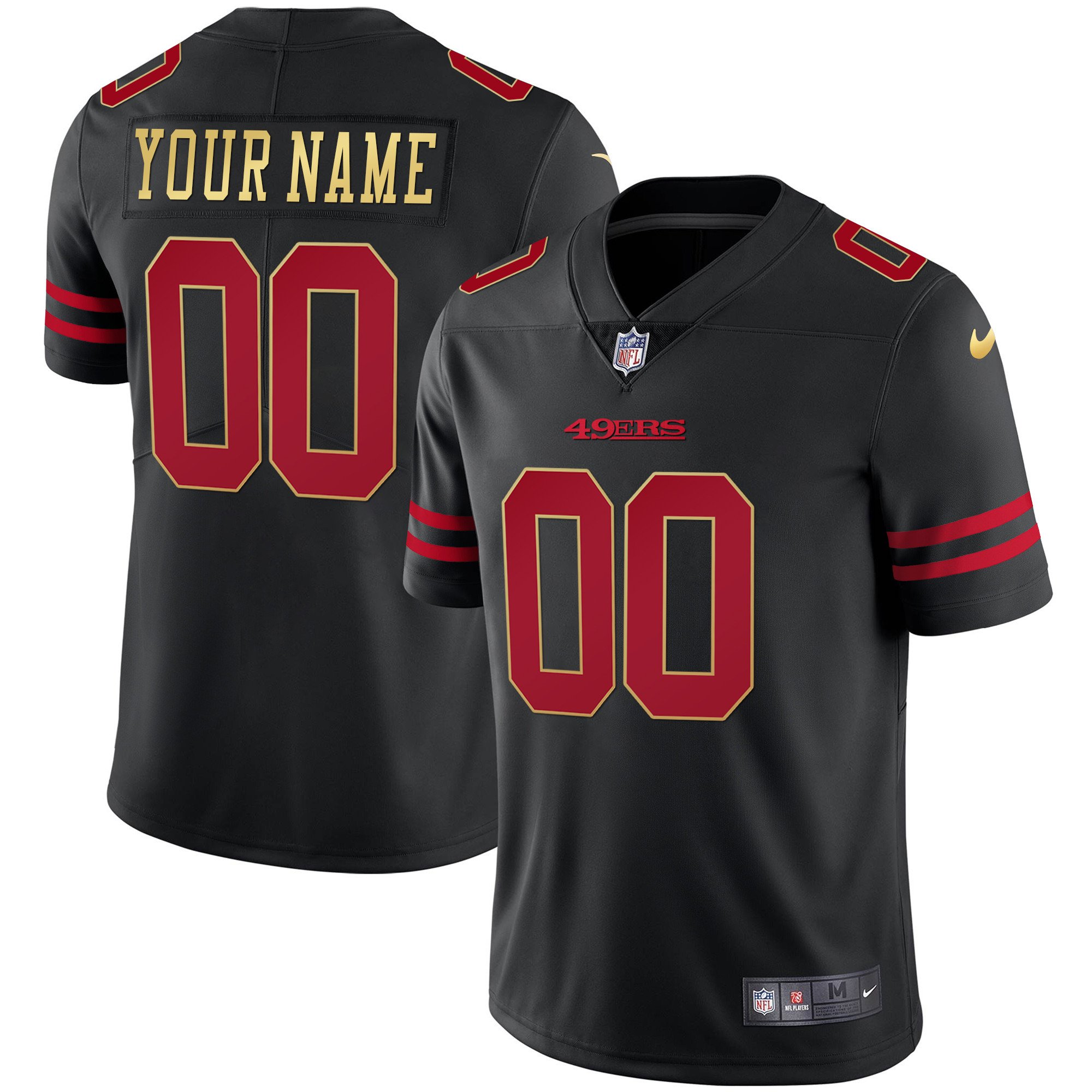 49Ers Black Red Gold Blooded Custom Jersey – All Stitched – TXTrend Shop