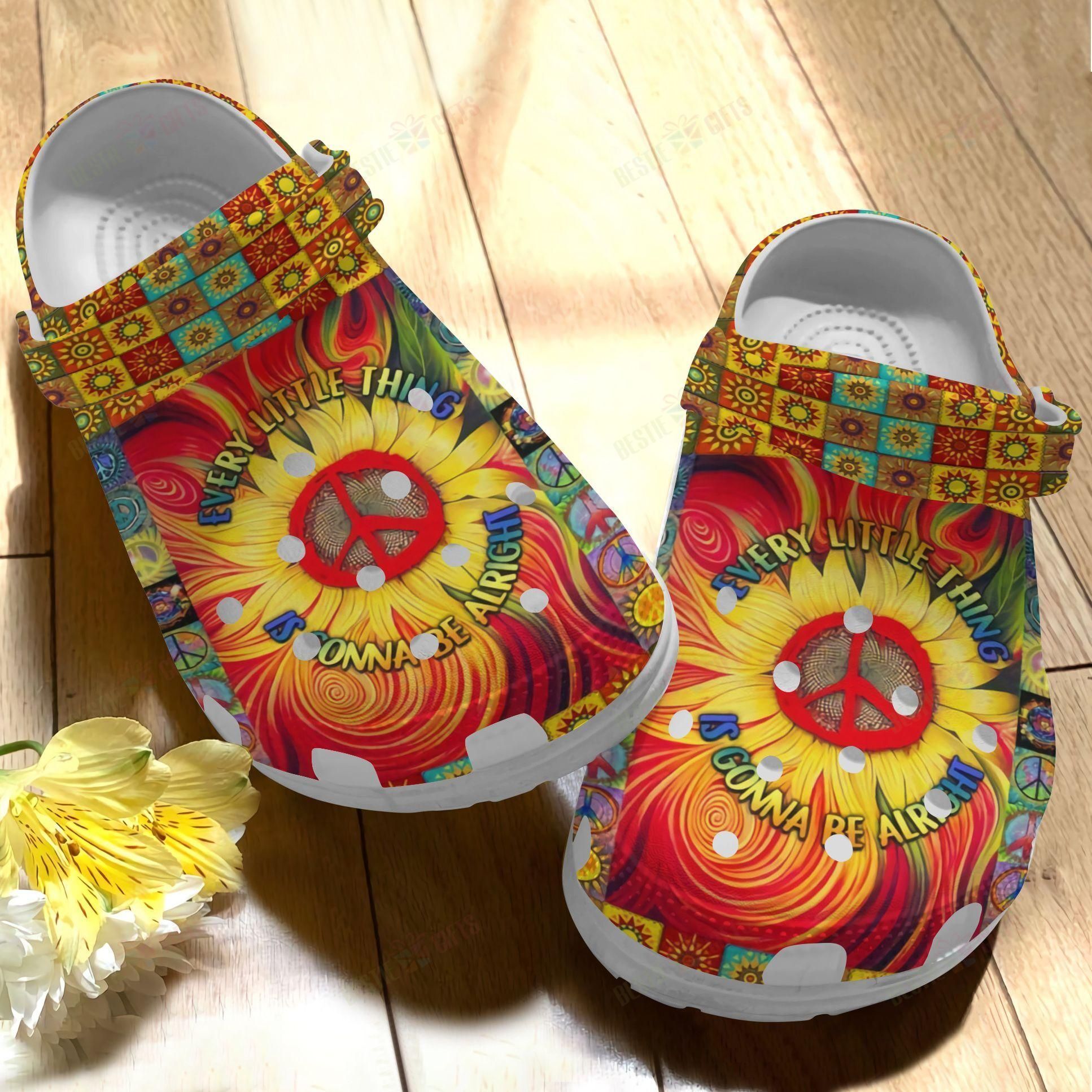 Hippie Crocs Classic Clog Whitesole Hippie Quote Shoes - Themarketfarmer