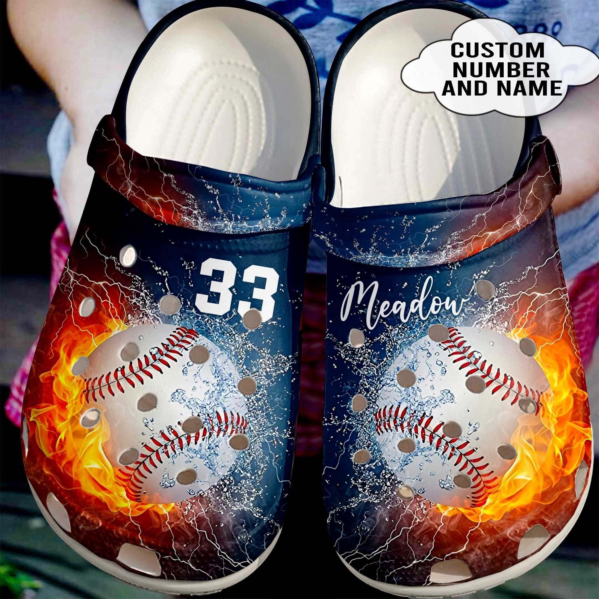 Burning Baseball Ball Shoes Crocs For Batter Girl – Cool Baseball Shoes ...