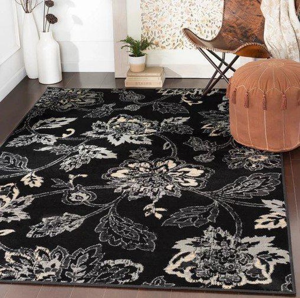 Black Flower Rug RCDD81F18193 - Themarketfarmer