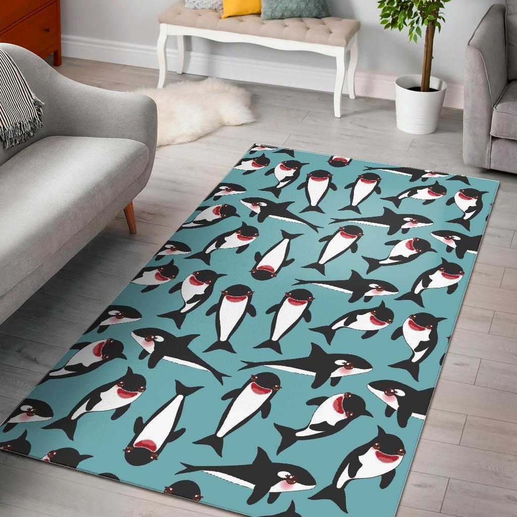 Killer Whale Orca Print Pattern Area Rug - Themarketfarmer