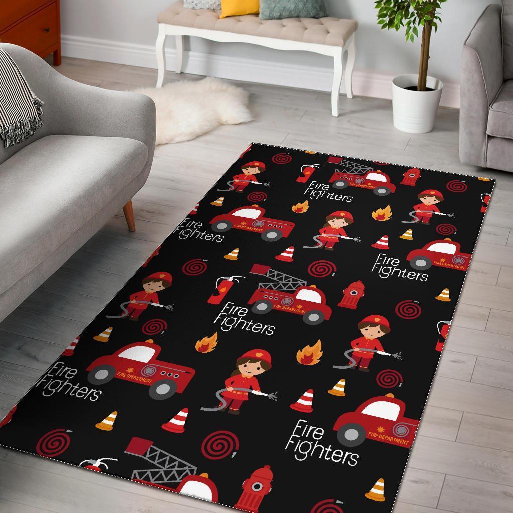 Firefighter Print Pattern Area Rug - Themarketfarmer