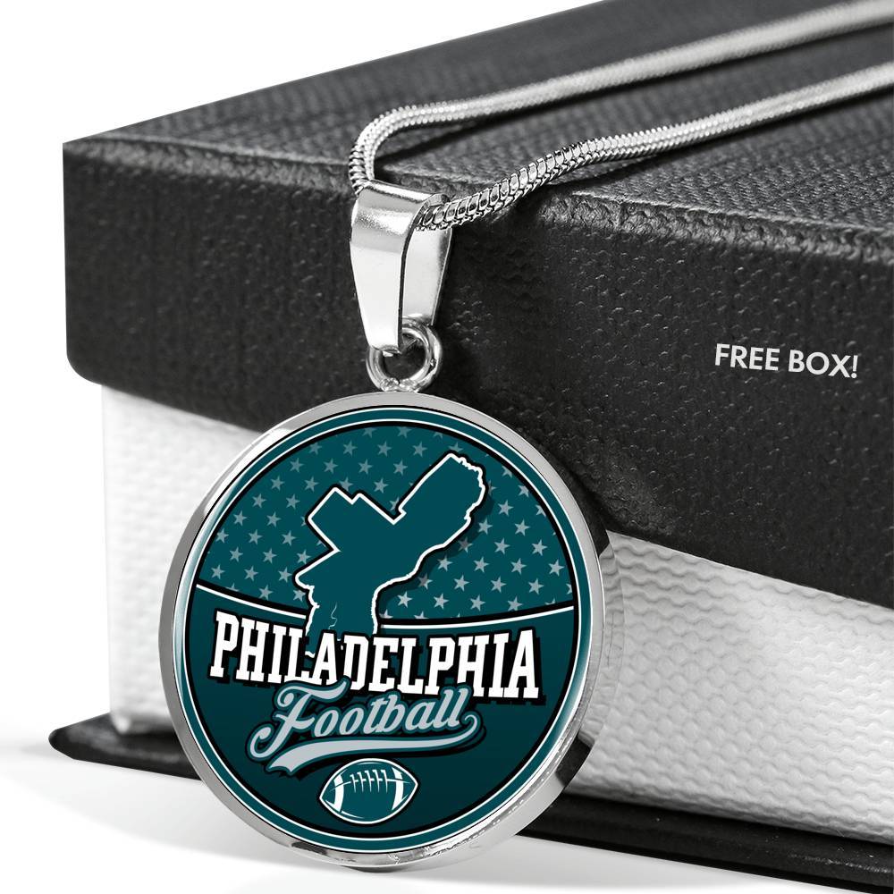Philadelphia Eagles Premium Circle Pendant Luxury Necklace Steel/Gold ...