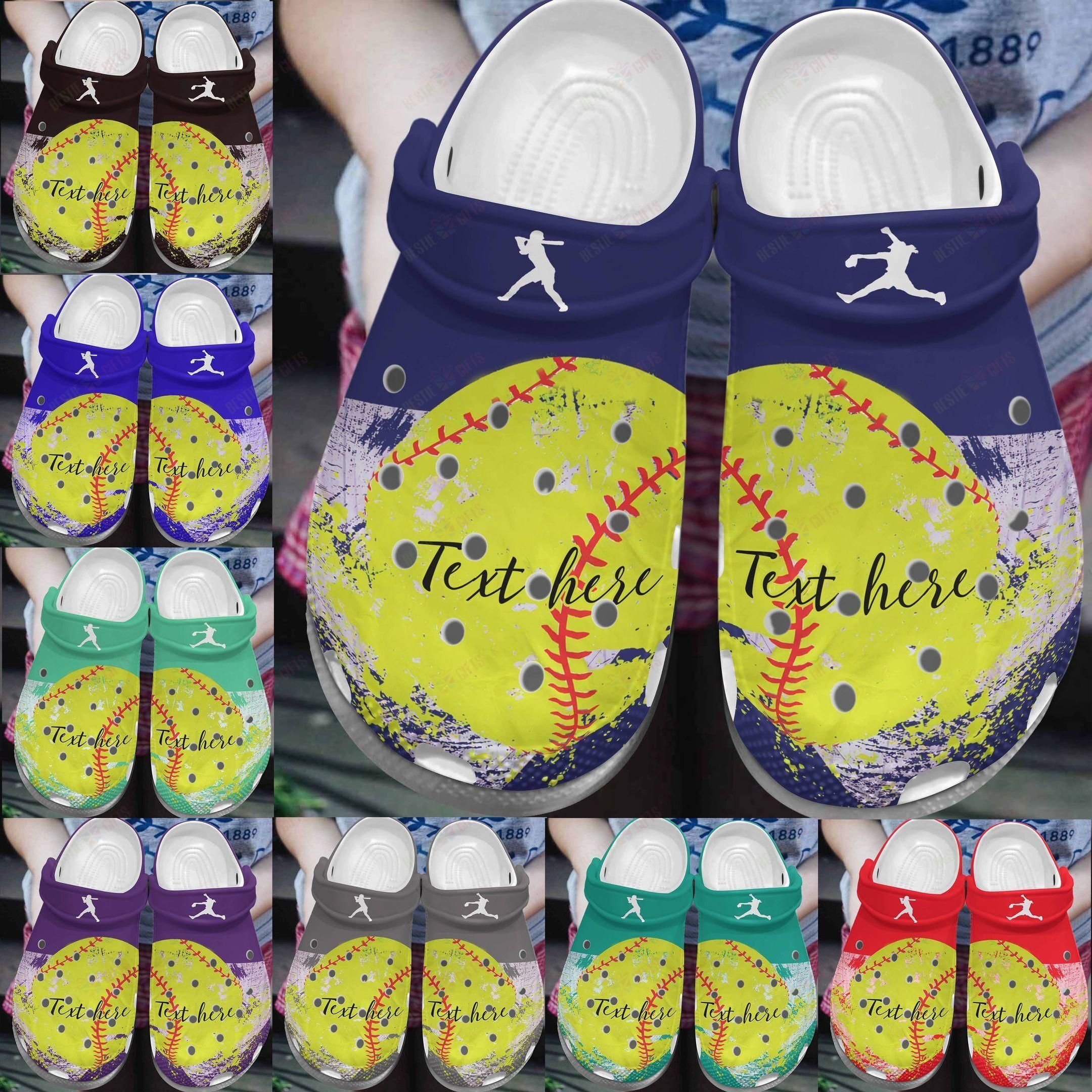 Personalized Softball Crocs Classic Clog Whitesole Softball Player ...