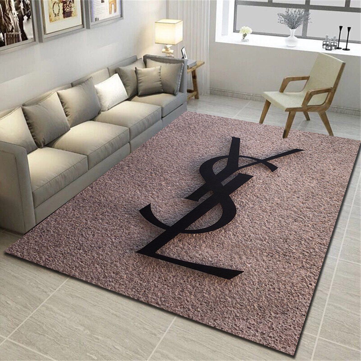 YSL Logo Area Rugs, Living Room Carpet, Floor Mat - Themarketfarmer