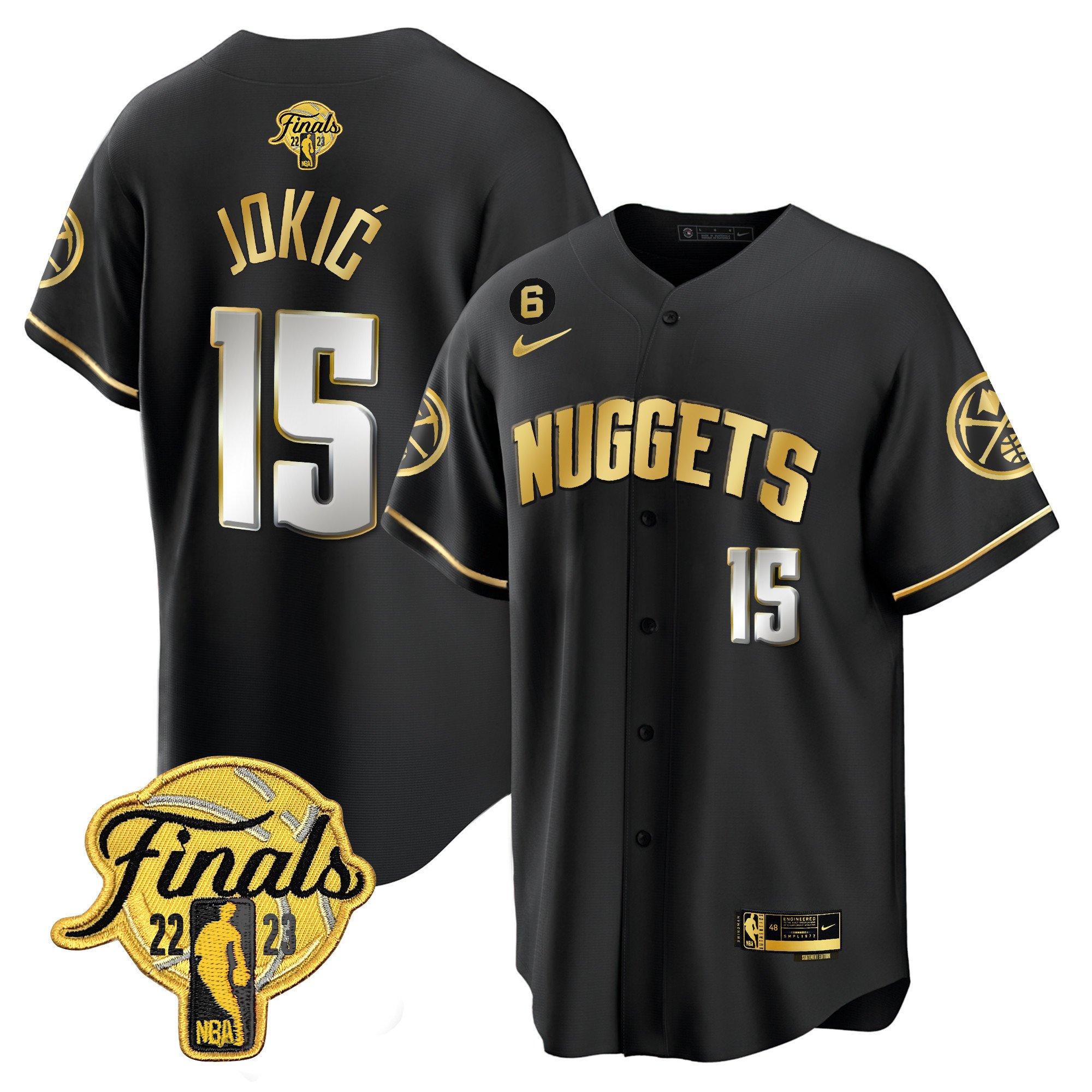 Men’S Denver Nuggets 2023 Finals Patch Baseball Jersey V2 – Gold – All ...