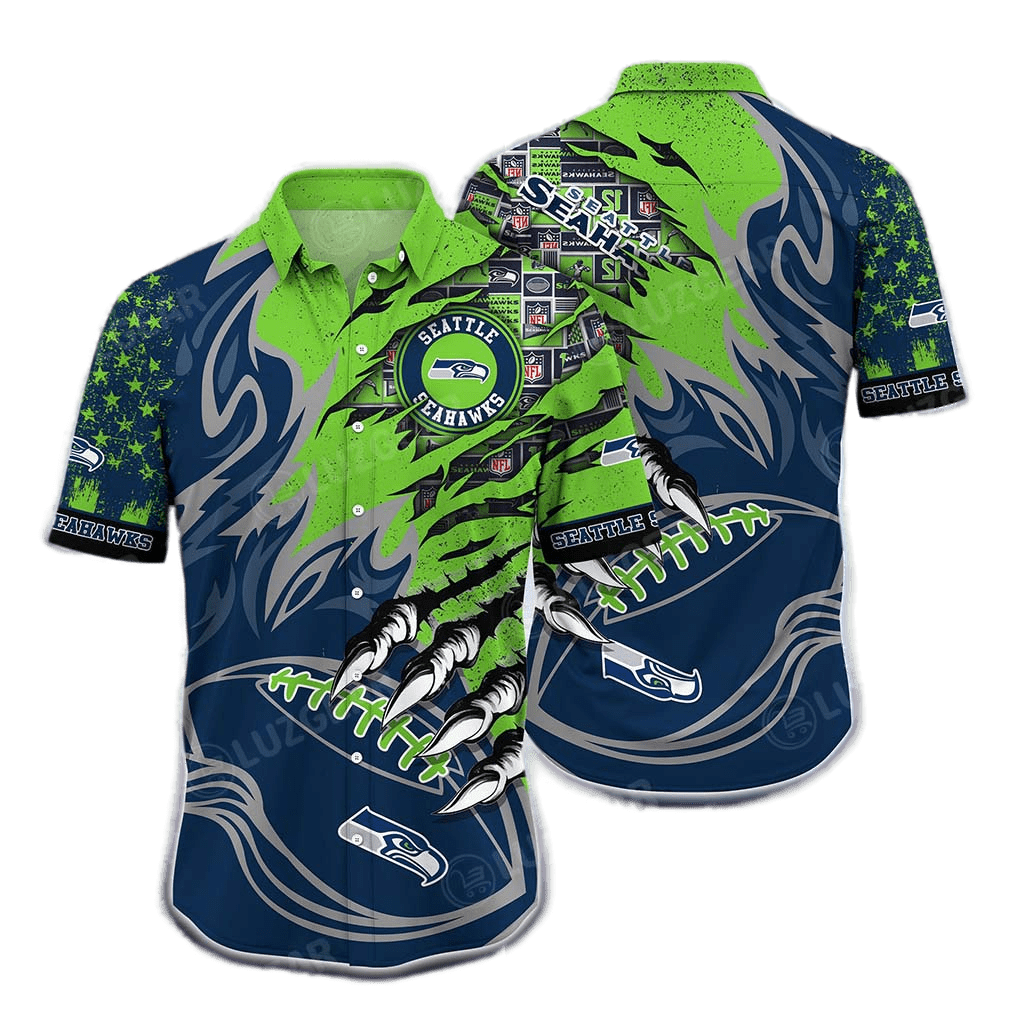 Seattle Seahawks Hawaiian Shirt Seattle Seahawks Dinosaur Claw Fire ...