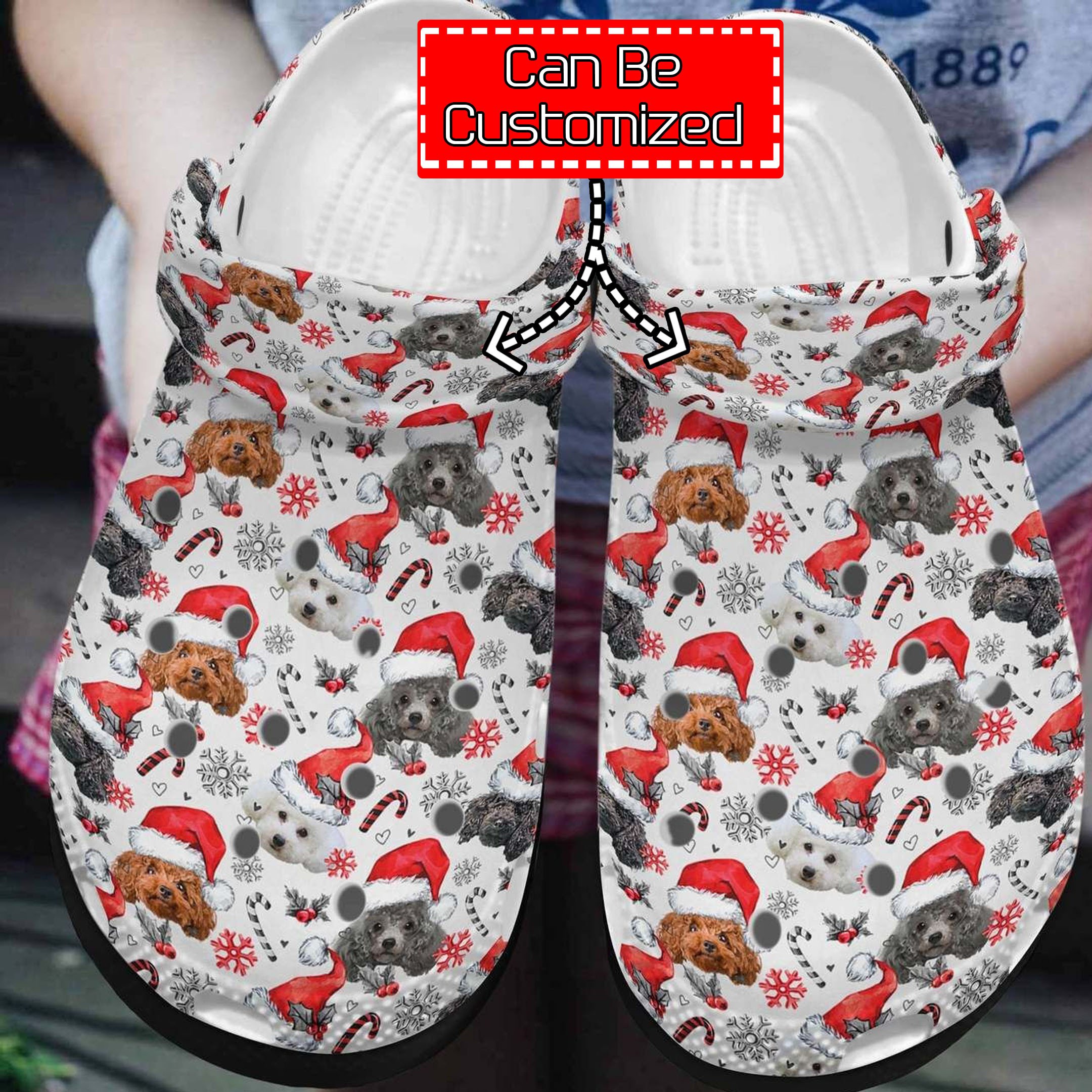 Personalized Poodle In Christmas Crocs Clogs Shoes - Elsa Shirt