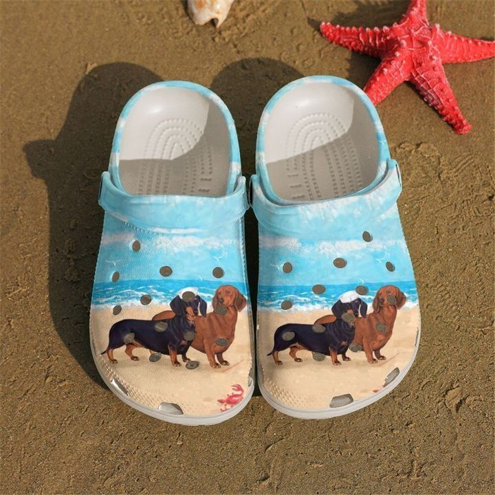 Dachshund On The Beach Sku 722 Crocs Clog Shoes - Themarketfarmer
