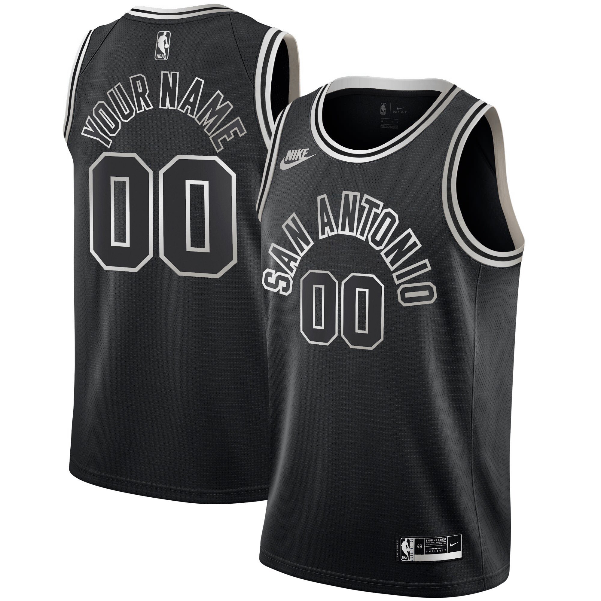 San Antonio Spurs Black Silver Custom Jersey – All Stitched – TXTrend Shop