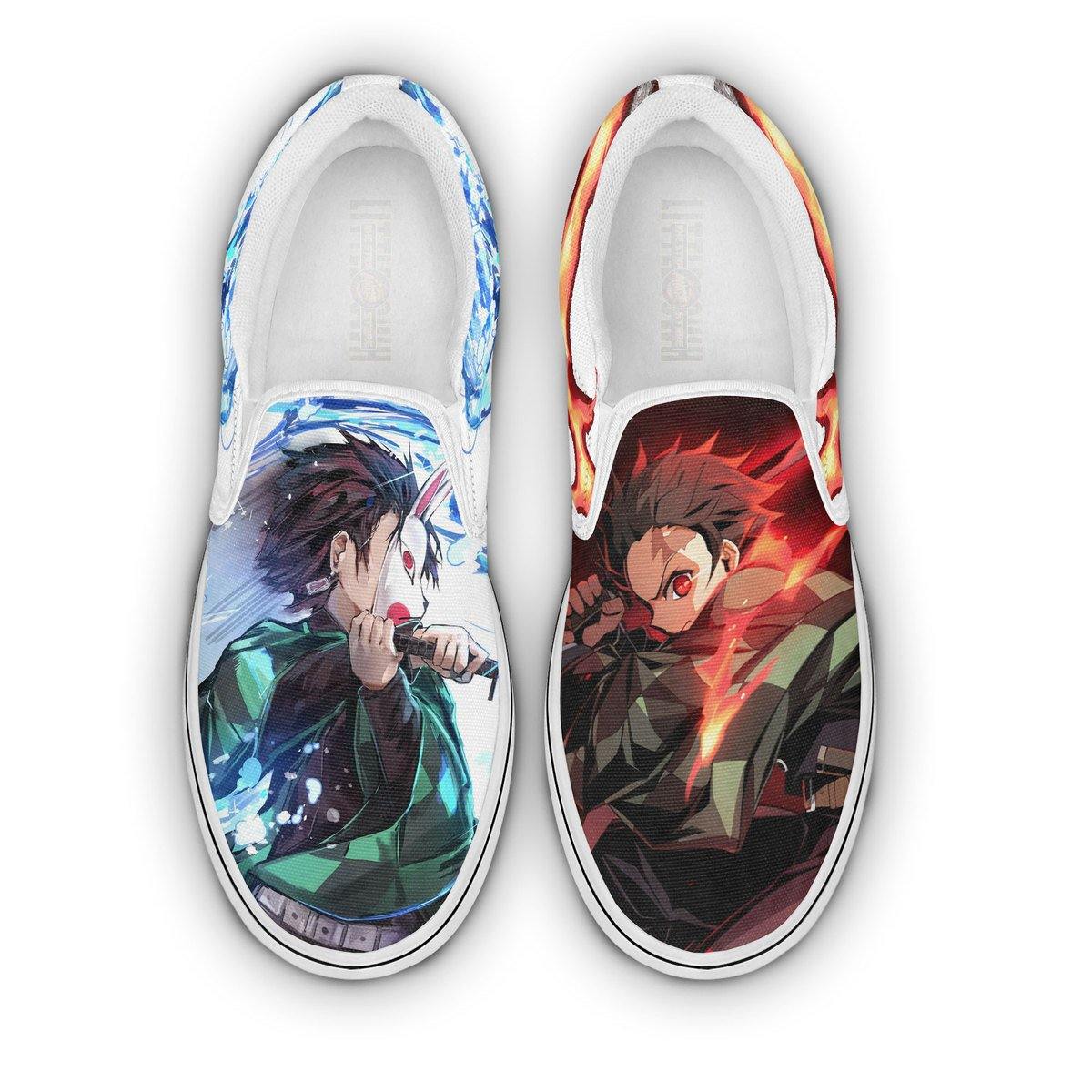 Demon Slayer Tanjiro Shoes Custom Kny Sun And Water Breathing Slip-On ...