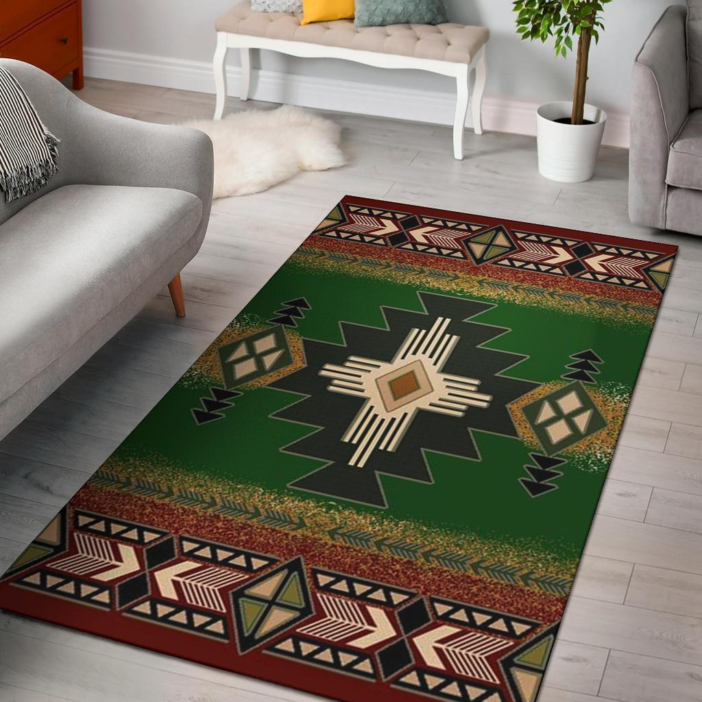 Indigenous Design Green Native American Pride Area Rug - Themarketfarmer