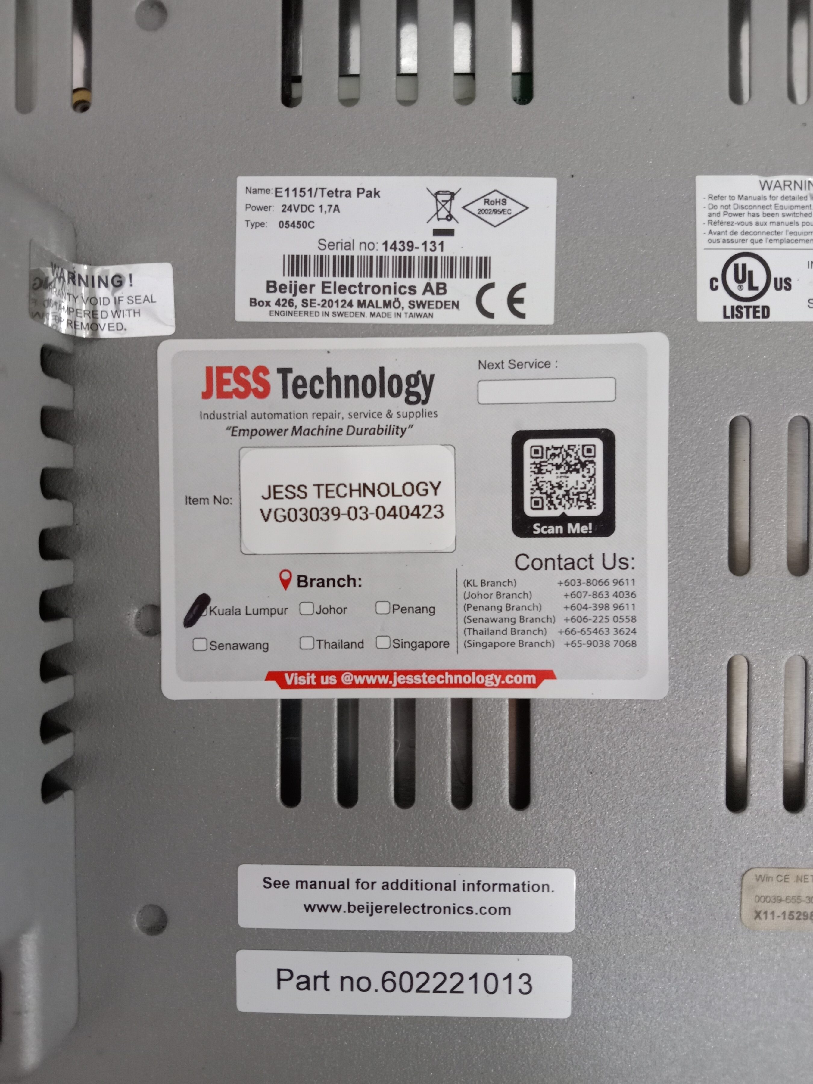 Repair TETRA PAK E1151 Screen/HMI/Monitor in Selangor, Malaysia, and ...