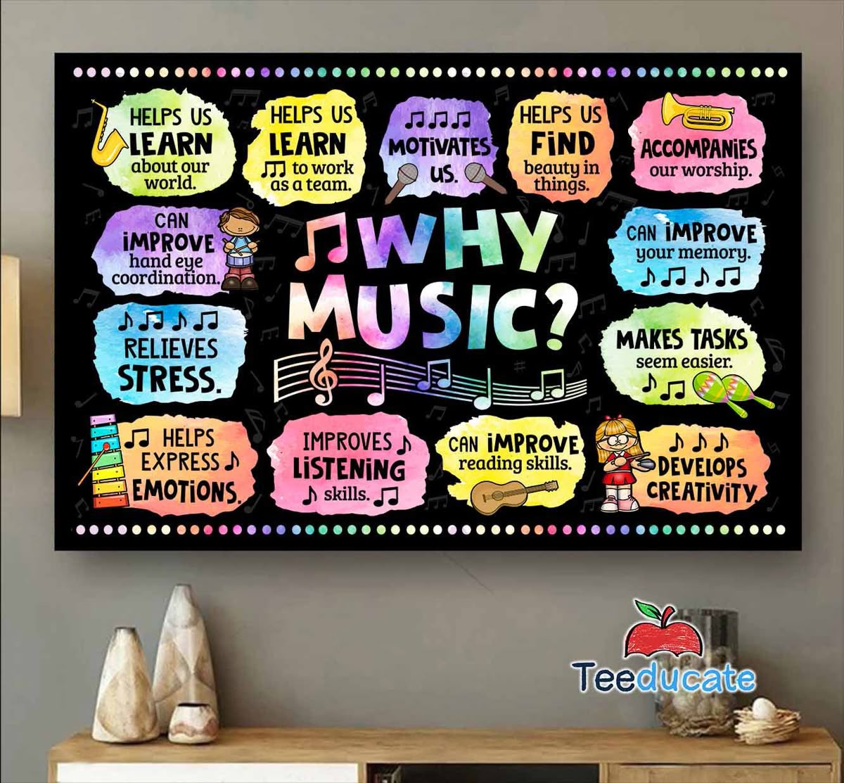 Why Music Classroom Back to School Poster Canvas Wall Art - Jasaust Store